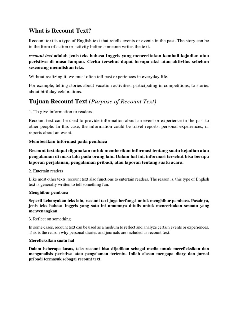 Bahan Ajar Recount Text | PDF