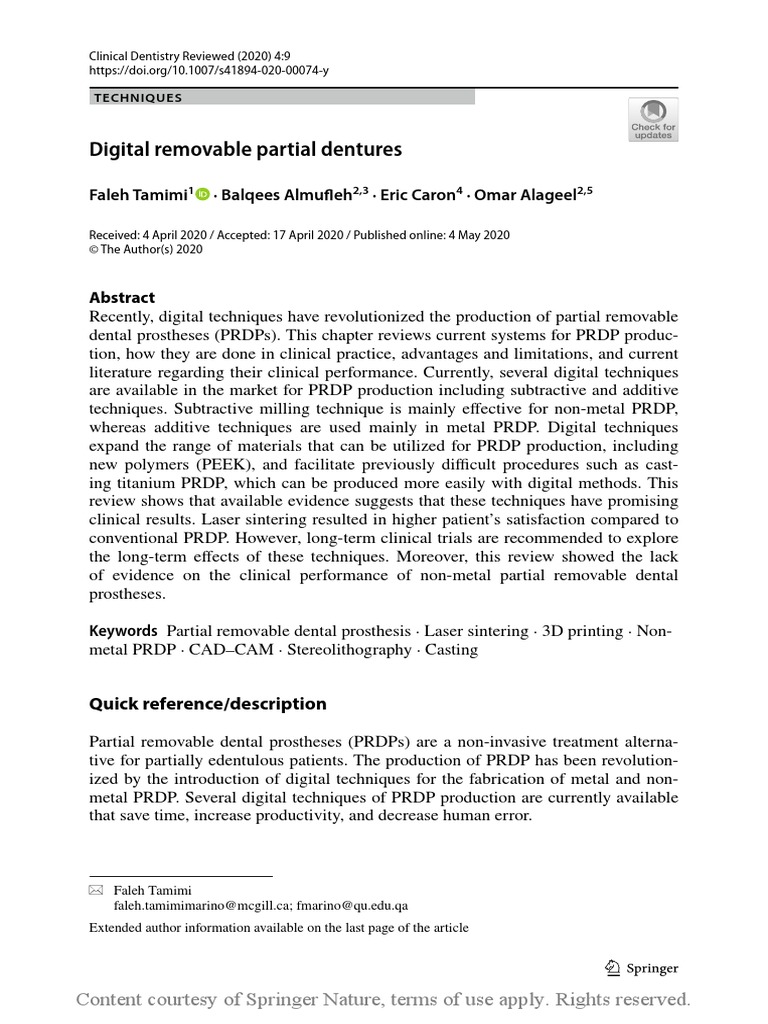 Digital Removable Partial Dentures | PDF