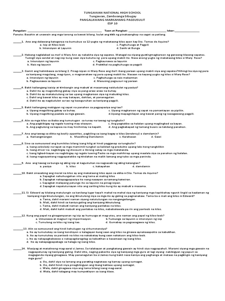 Esp 10 2ND Grading) | PDF