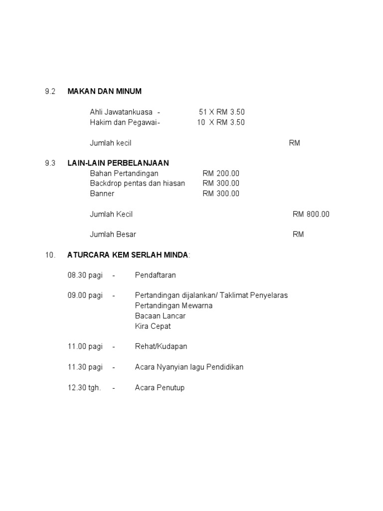 Kertas Kerja Program Kem Serlah Minda | PDF