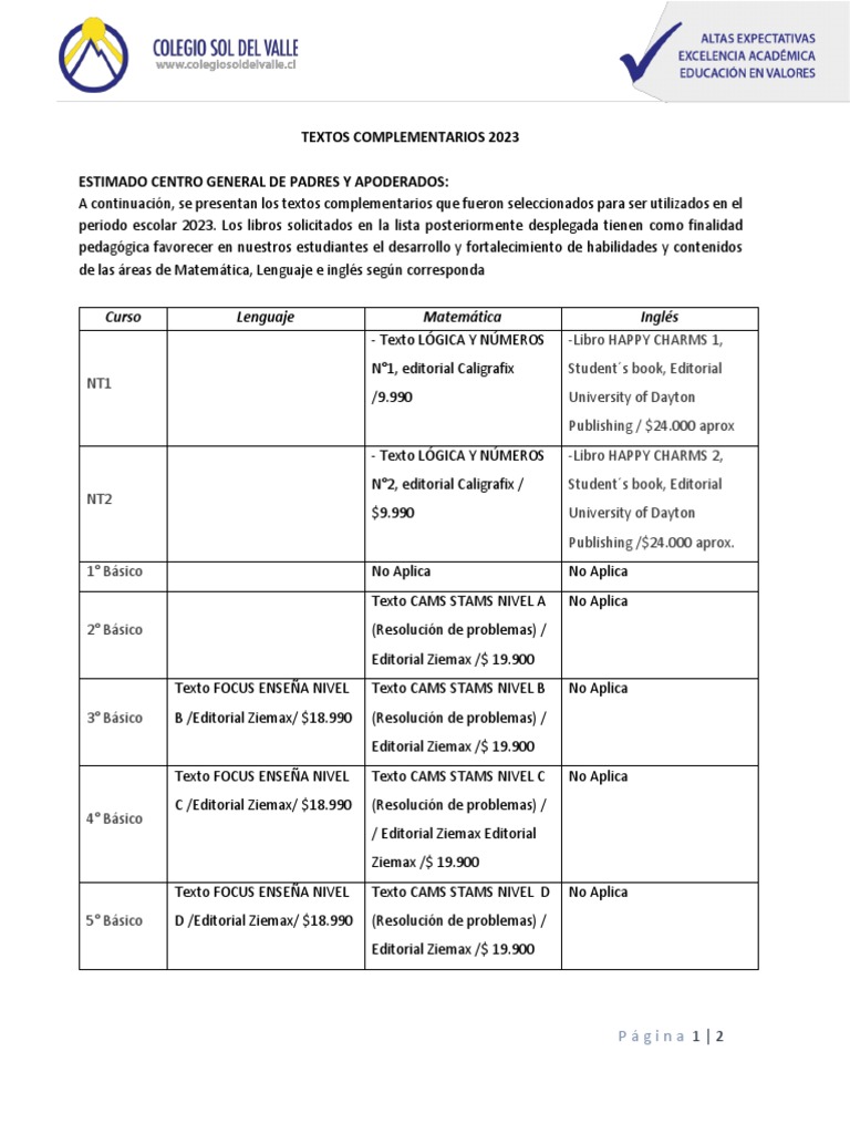 Textos Complementarios 2023 (A) | PDF