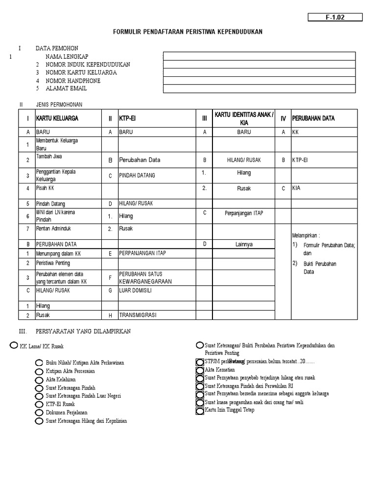 F1.02 Pendaftaran Dafduk | PDF