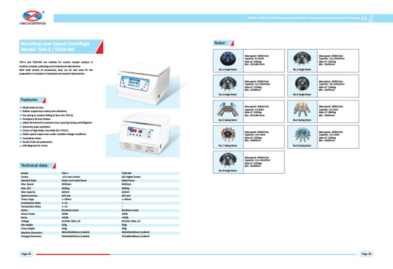 TD4-2 TDZ4WS | Download Free PDF | Centrifuge | Electric Motor
