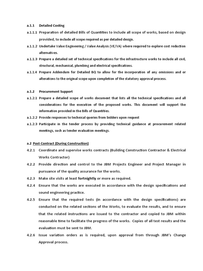 Quantity Surveyor - Technical Requirements - QS | PDF