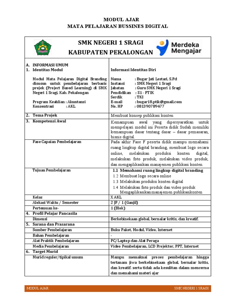 Modul Ajar Digital Branding | PDF