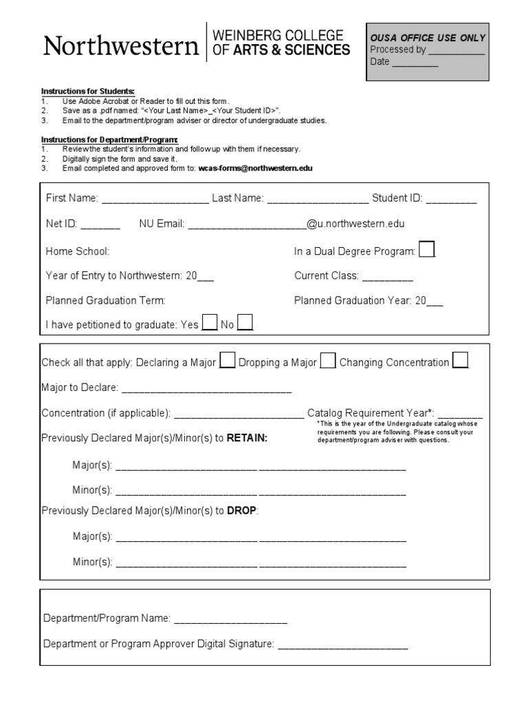 Weinberg Major Declaration Form | PDF