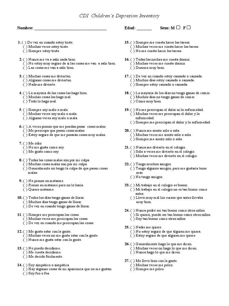 CDI Cuestionario | PDF