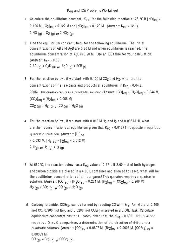 Module 2 - Equilibrium - Worksheet 2 | PDF | Teaching Methods ...