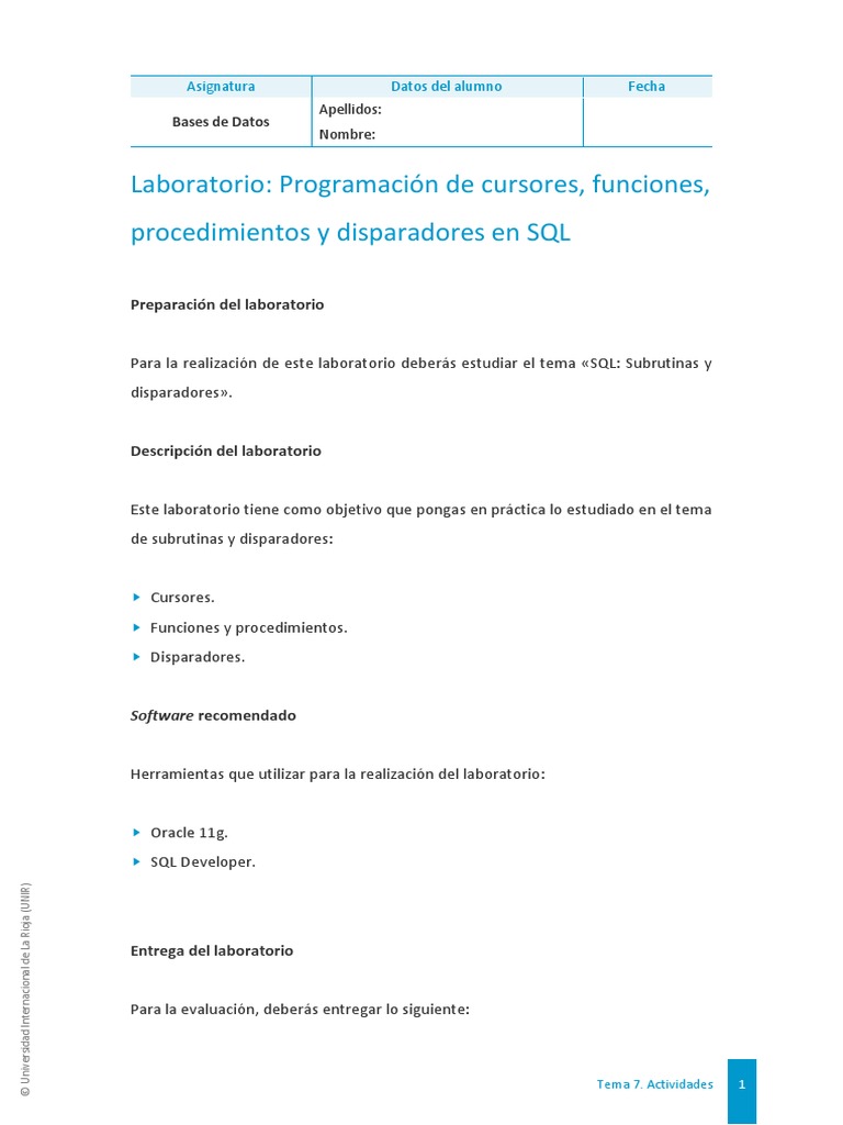 Laboratorio SQL: Cursores y Disparadores | PDF | SQL | Bases de datos