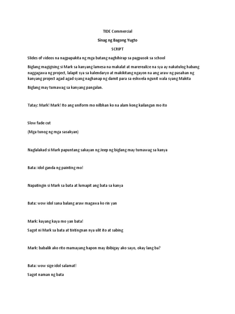TIDE Commercial Script | PDF