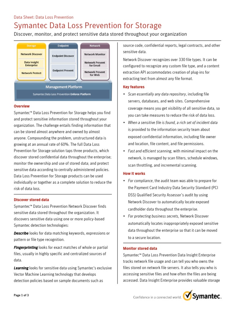 Symantec Data Loss Prevention For Storage | PDF