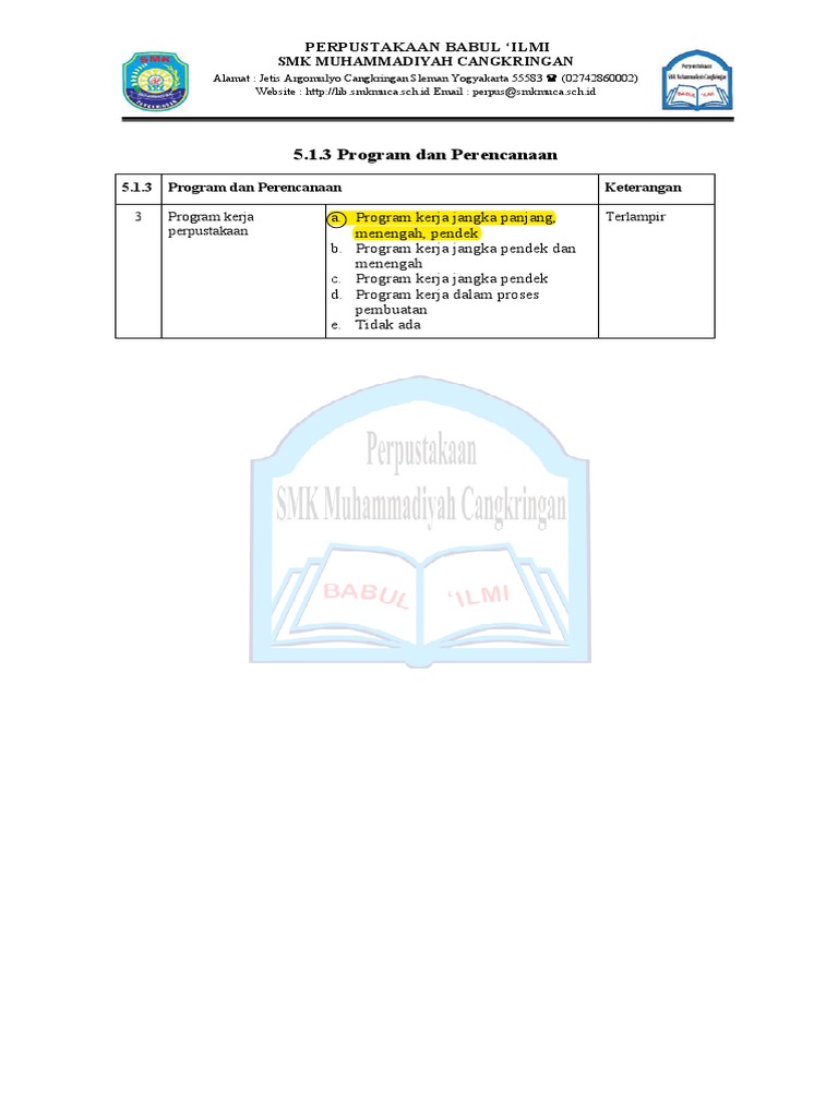 5.1.3 3 Program Kerja Perpustakaan | PDF