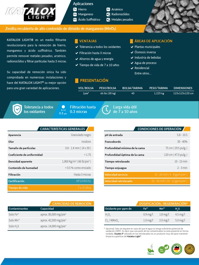 Katalox Light | PDF | Manganeso | Filtración