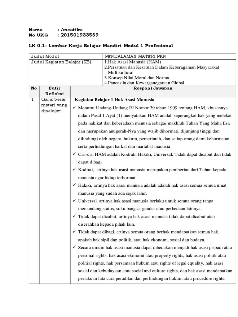 Contoh LK.01 Profesional PKN PPG Dalam Jabatan | PDF | Politik | Ilmu Sosial