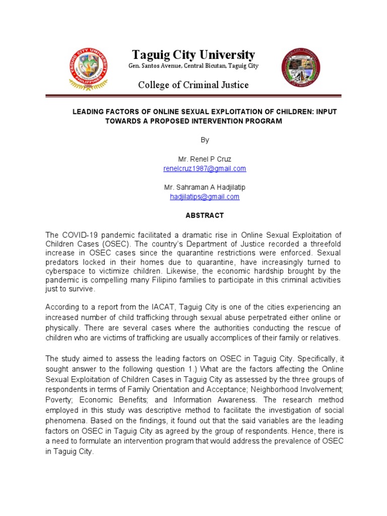 Osec Research Abstract Pdf Methodology Survey Methodology