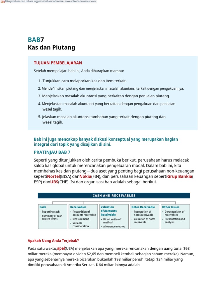 Chapter7 Kas Dan Piutang | PDF