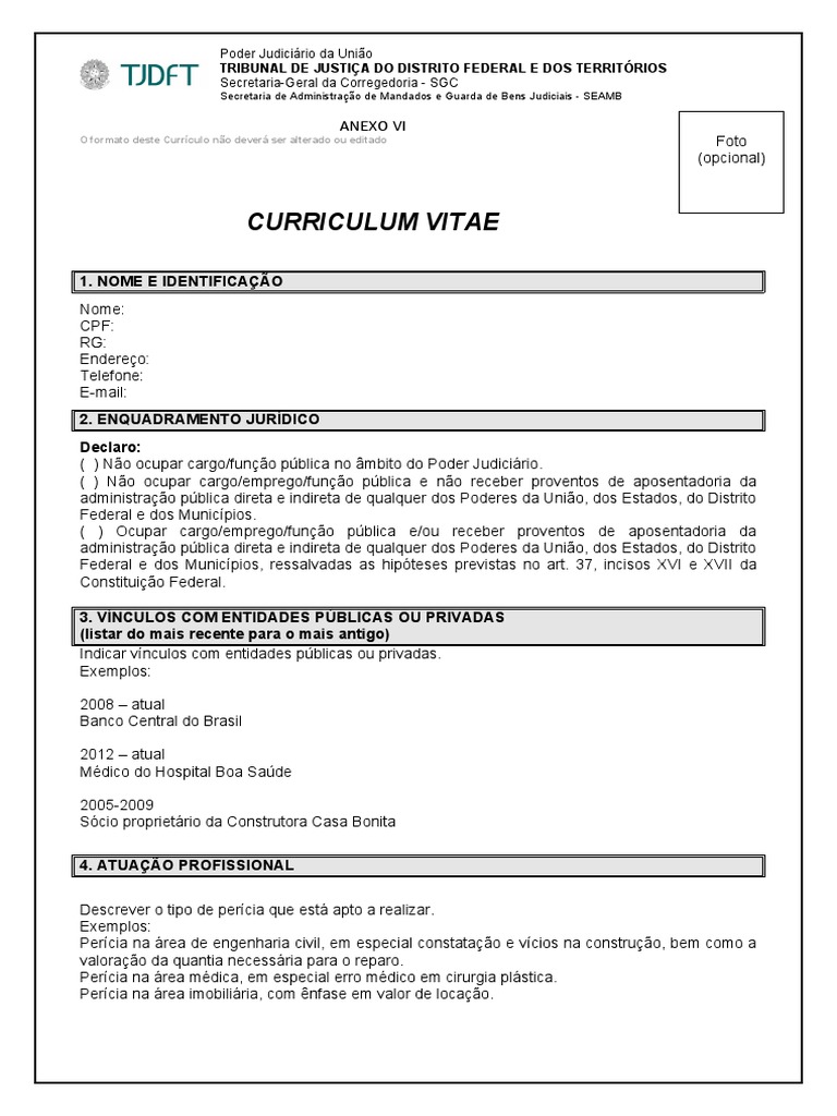 Modelo de Curriculum Vitae | PDF | Administração pública | Pós-graduação