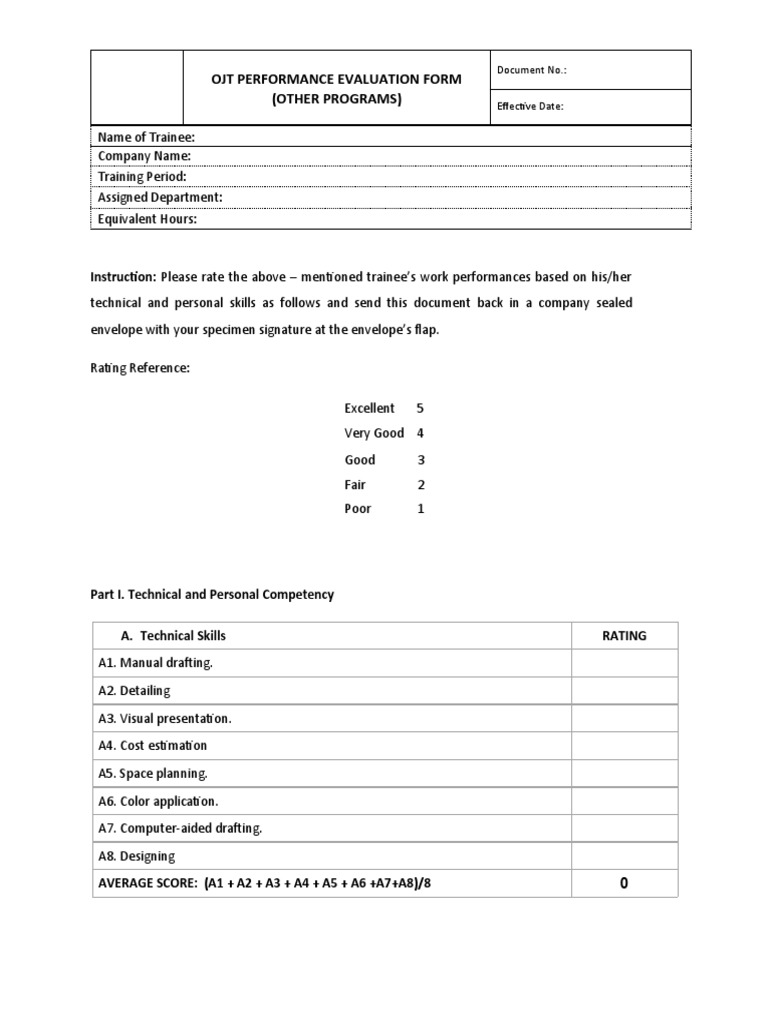 OJT Performance Evaluation | PDF | Performance Appraisal | Cognition