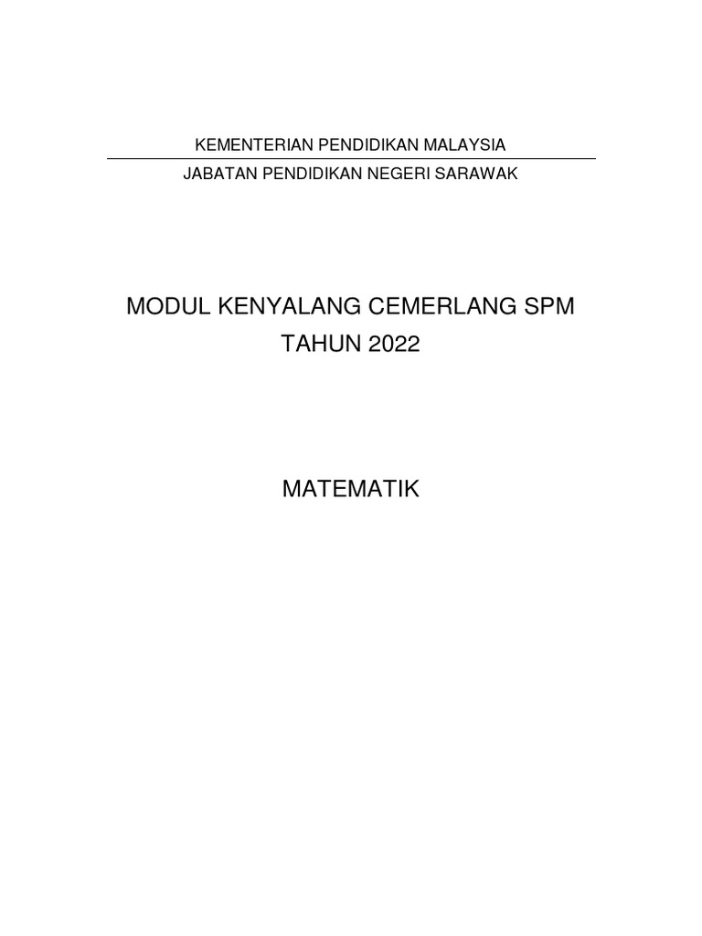 Modul Kenyalang Cemerlang SPM Matematik 2022 | PDF