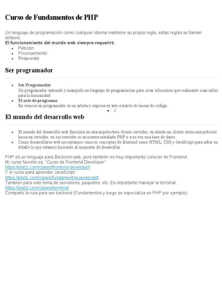 Curso de Fundamentos de PHP | PDF | Php | Lenguaje de programación