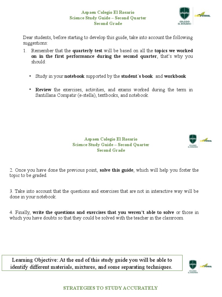 Second Grade Science Study Guide | PDF | Solid | Liquids