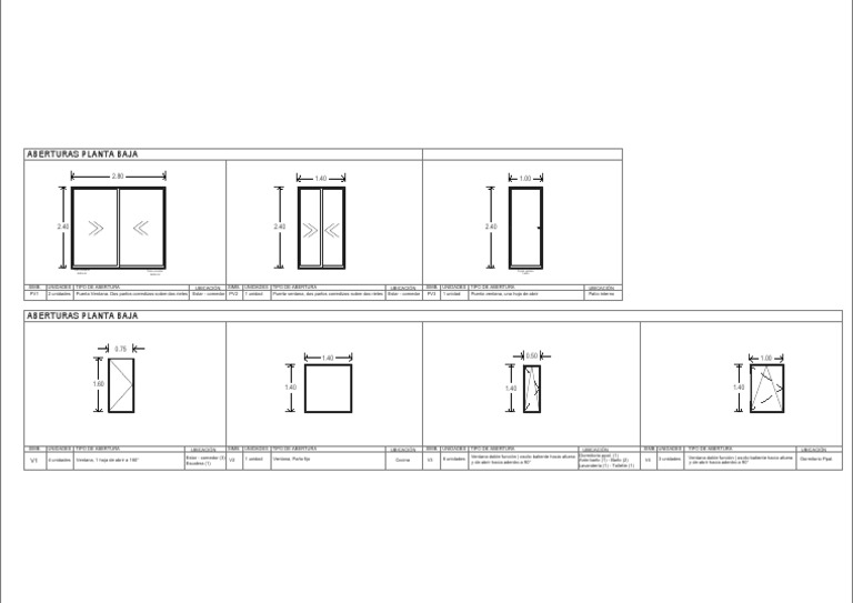 Planilla de Aberturas | PDF