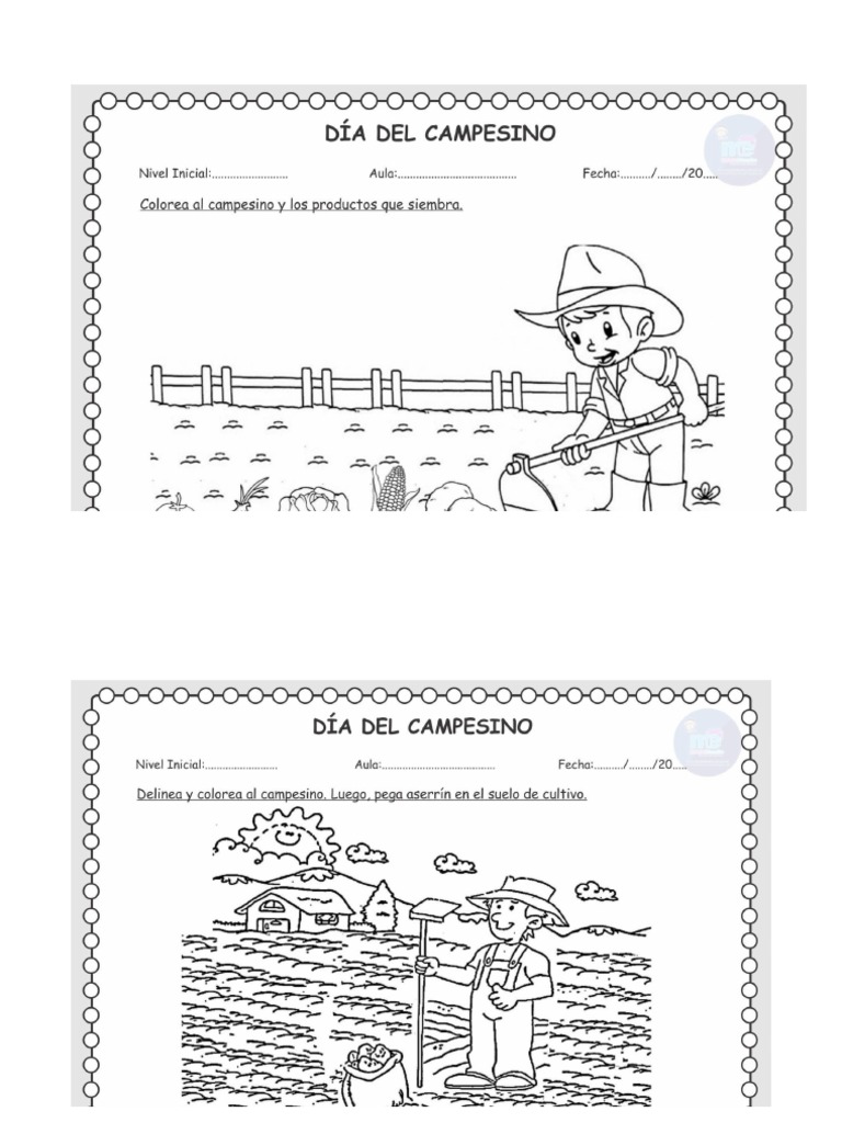Fichas para Colorear Por El Dia Del Campesino | PDF Fichas para Colorear Por El Dia Del Campesino | PDF