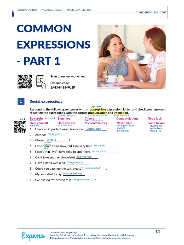 Common Expressions Part 1 American English Student | PDF