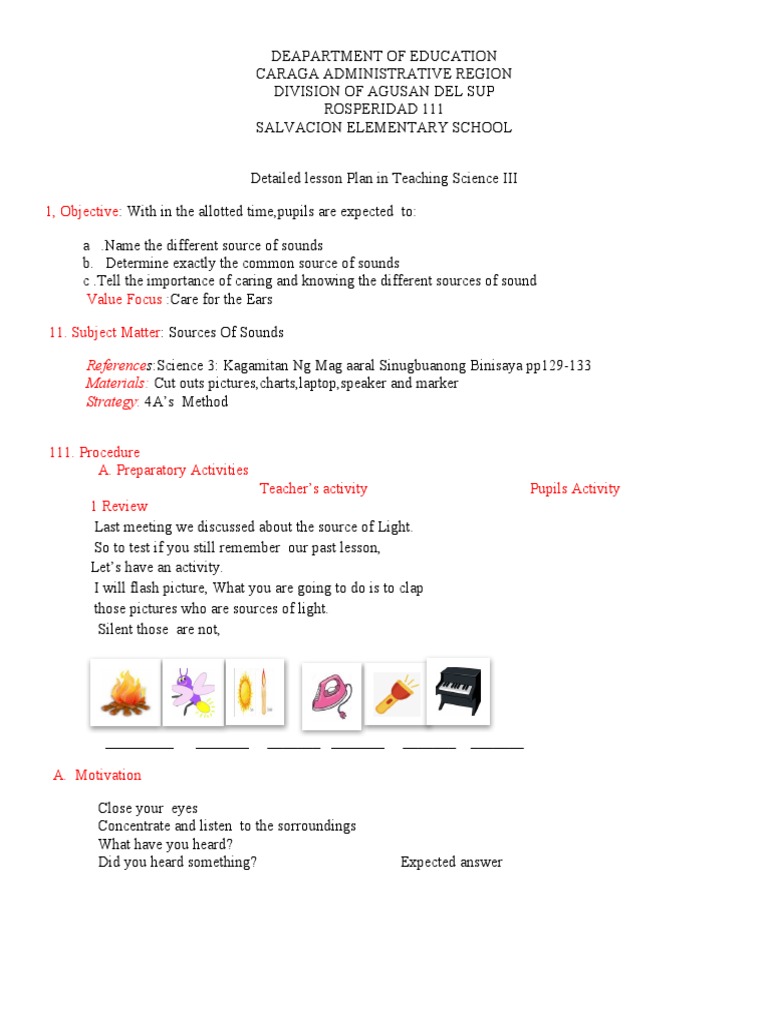 Sources of Sound: Grade 3 Lesson Plan | PDF | Sound | Lesson Plan