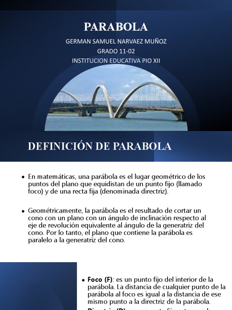 Definición y características de parábolas | PDF | Geometría analítica ...