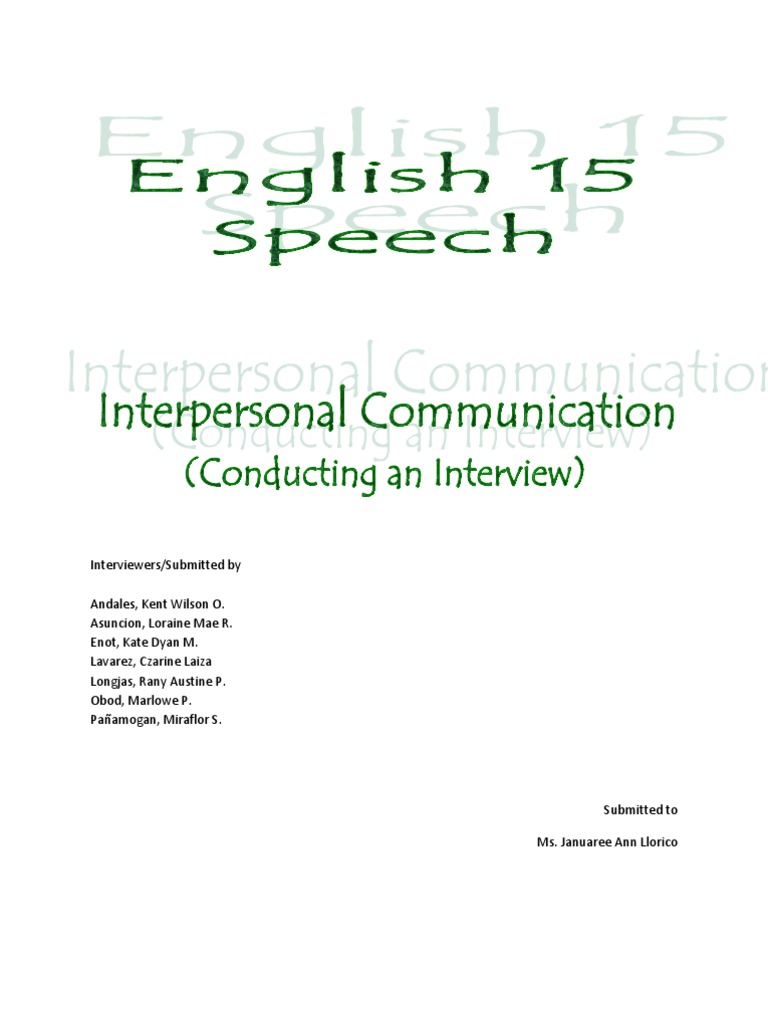 SPEECH Interview | PDF | Schools | Students