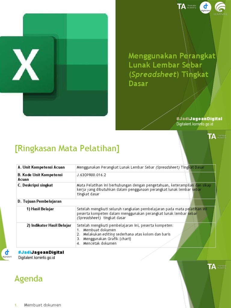 2. Perangkat Lunak Lembar Sebar (Spreadsheet) | PDF
