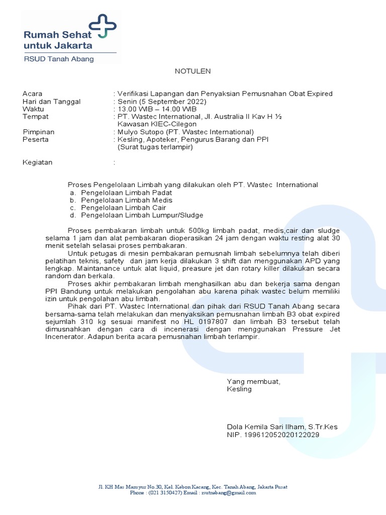 Pemusnahan Limbah B3 Obat Expired | PDF