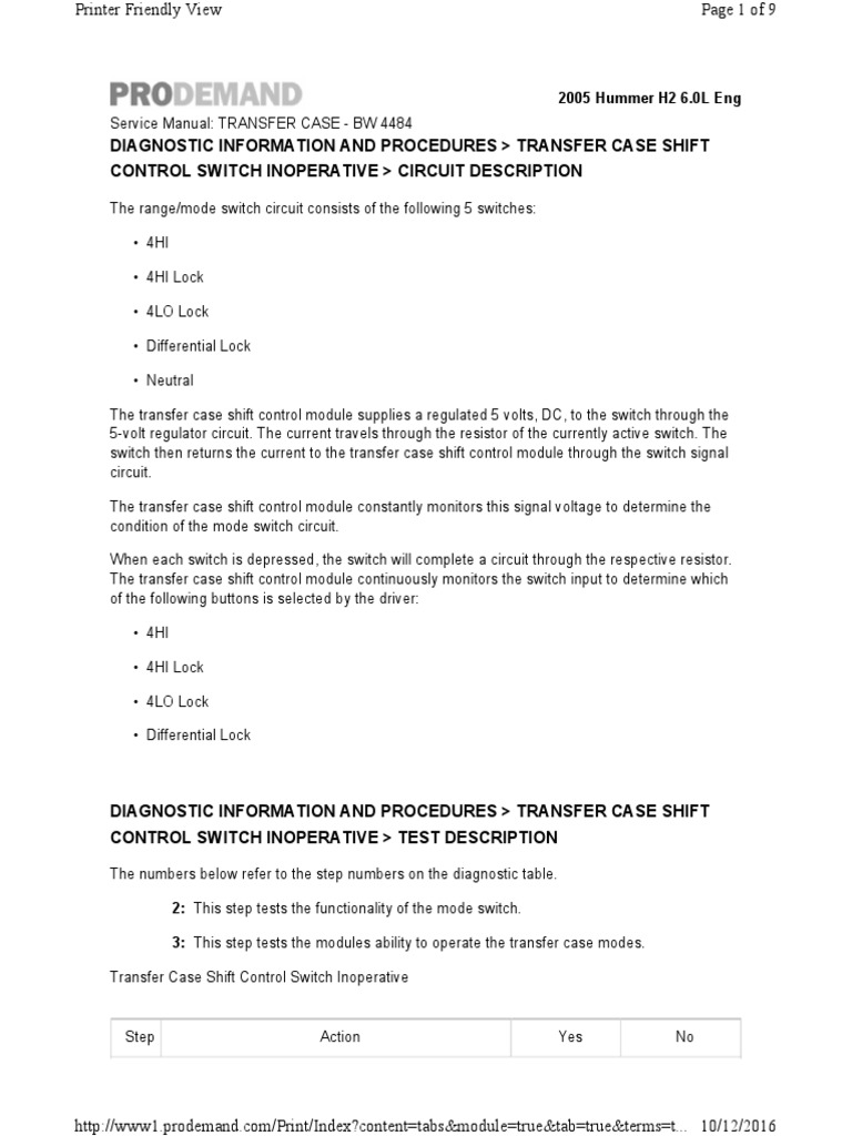 Diagnostic Information and Procedures Transfer Case Shift Control ...