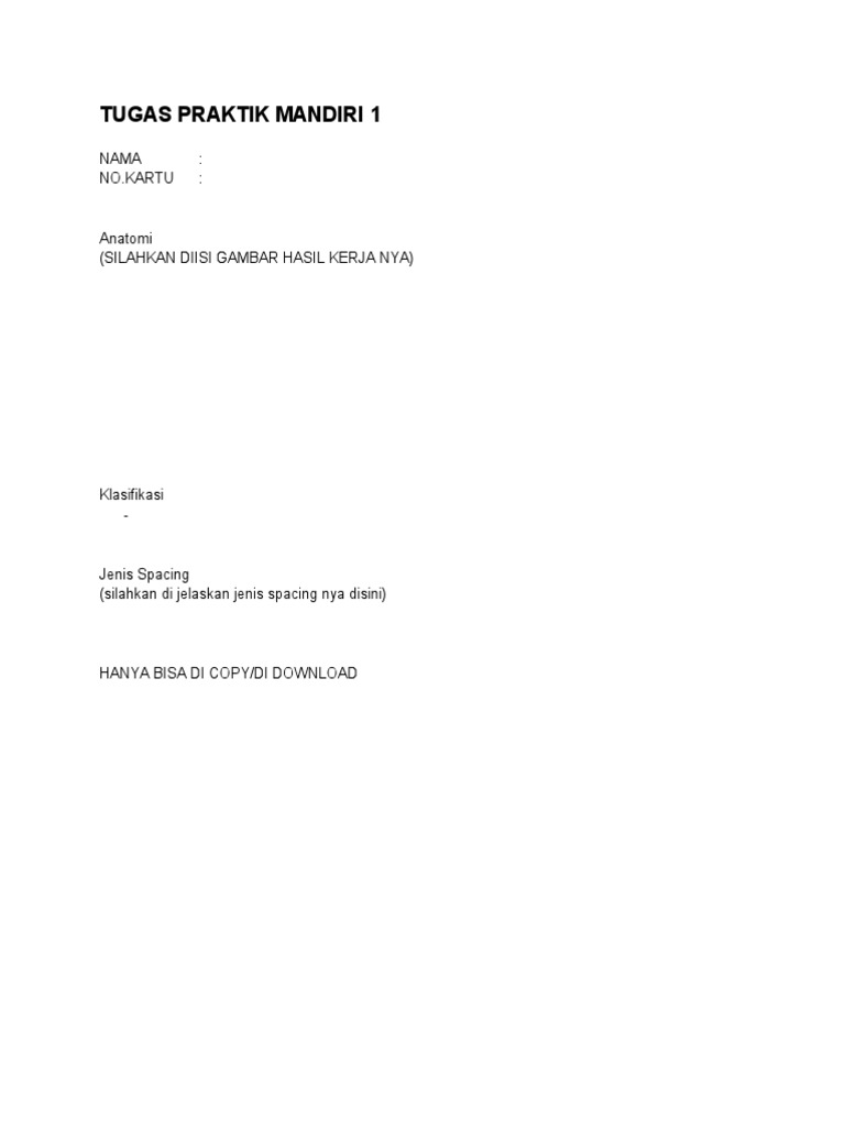 TPM 1 Anatomi, Klasifikasi, Dan Jenis Spacing - (Nama Lengkap Peserta) | PDF