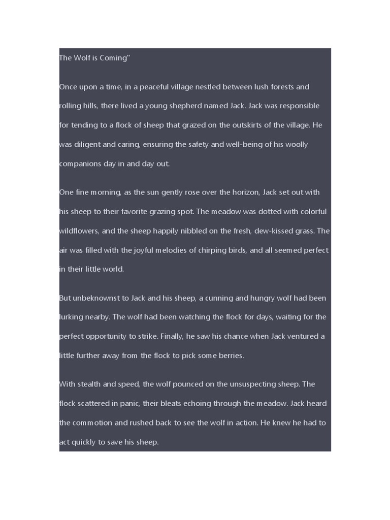 The Wolf Is Coming | PDF | Sheep