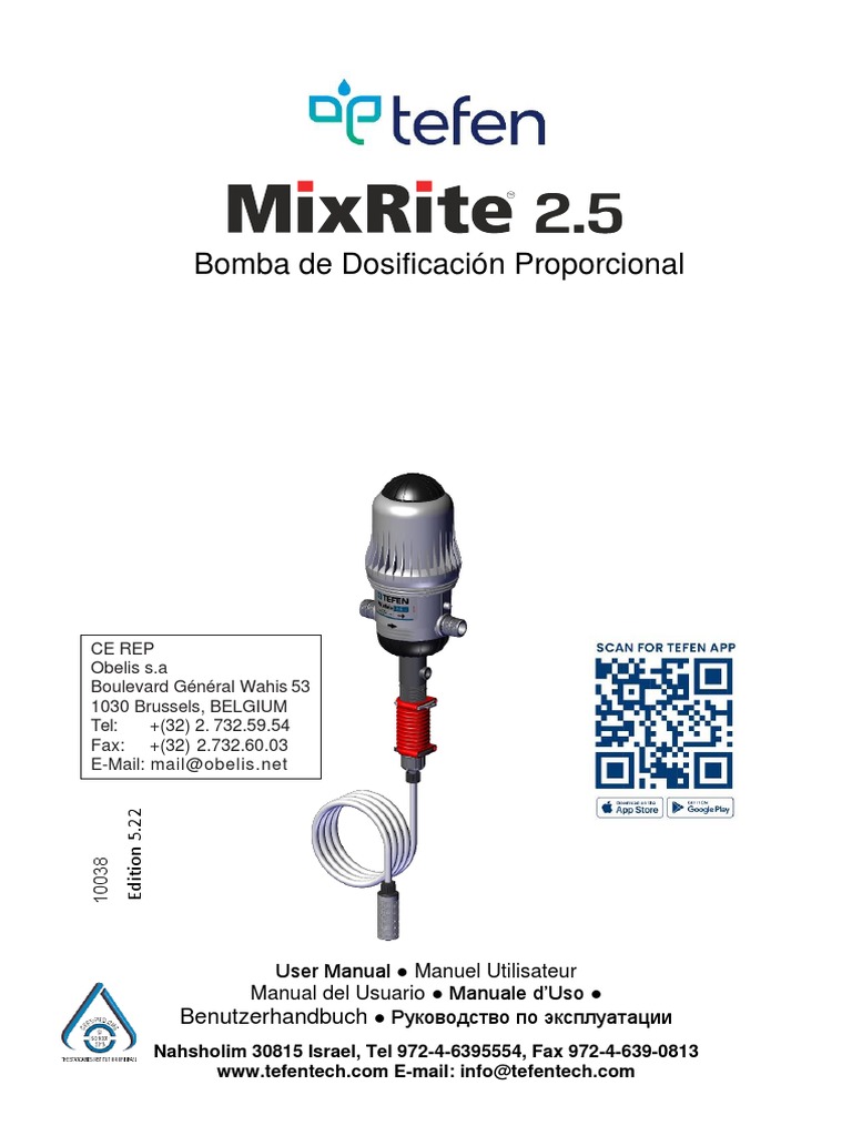 10038-MixRite 2.5 USER MANUAL Sp-5.22-V.2 | PDF | Bomba | Agua