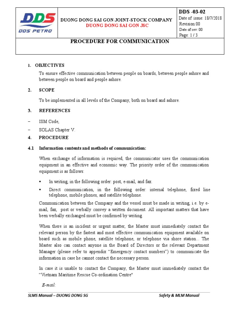 Communication Procedures for DDS JSC | PDF | Information | Shipping