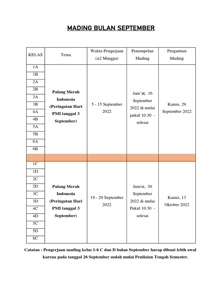 Mading Bulan September Sampai November | PDF