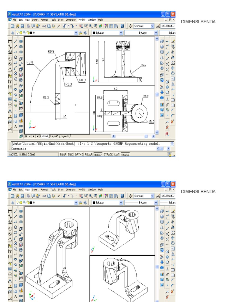 Turorial 3d Latih 6 B Autocad 2004 | PDF