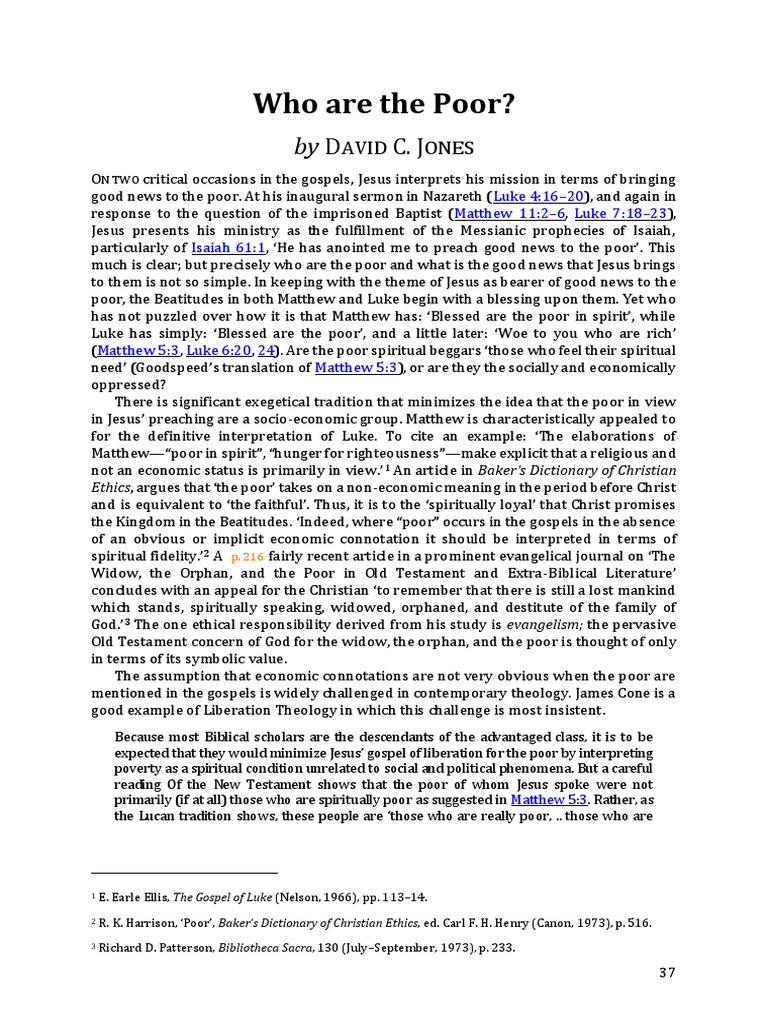 David C Jones - Who Are The Poor | PDF