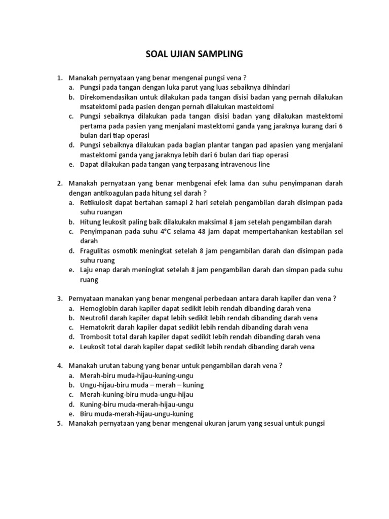Soal Ujian Sampling | PDF