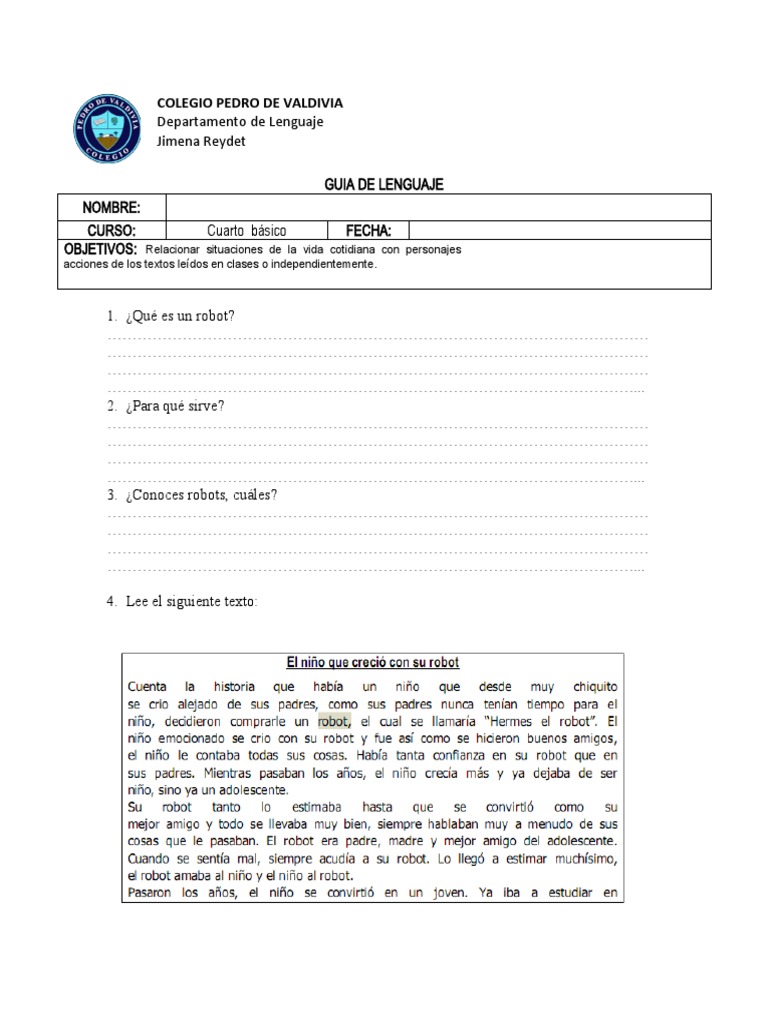 Guia 1 Lenguaje Cuarto Basico | PDF
