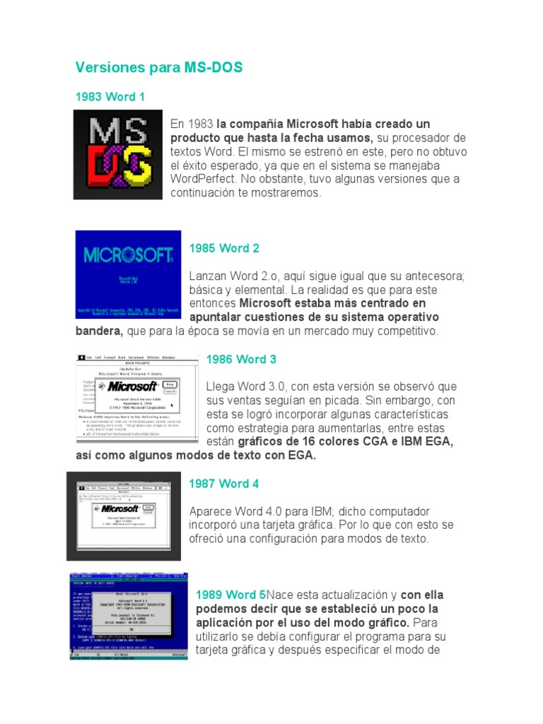Evolución de versiones de Microsoft Word | PDF | Microsoft Office ...