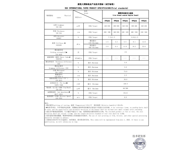 Coated Duplex board Brand Lion (XSD Intl) | PDF