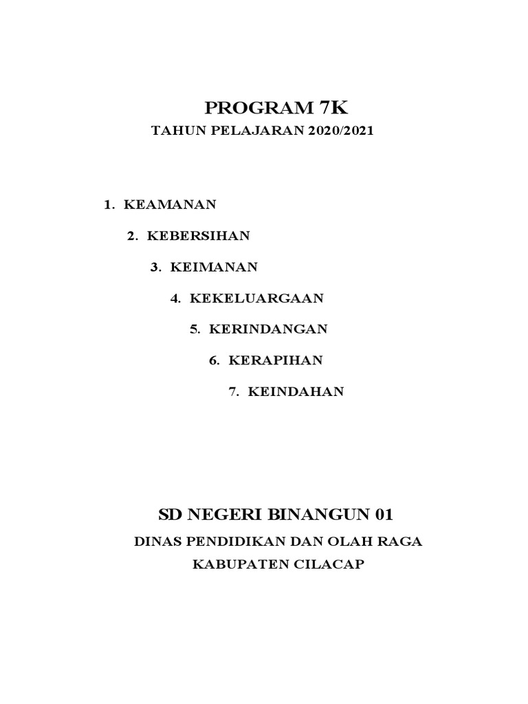2.4 PROGRAM 7 K SDN Binangun 01 | PDF | Karier & Perkembangan