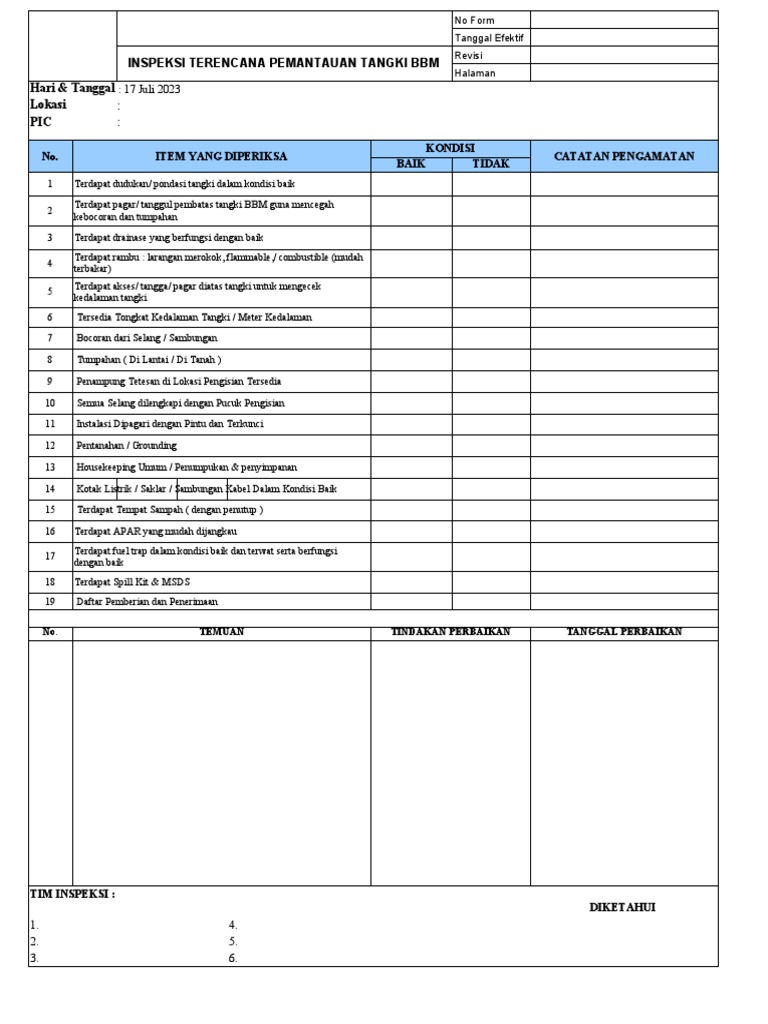 Inspeksi Terencana 1 | PDF