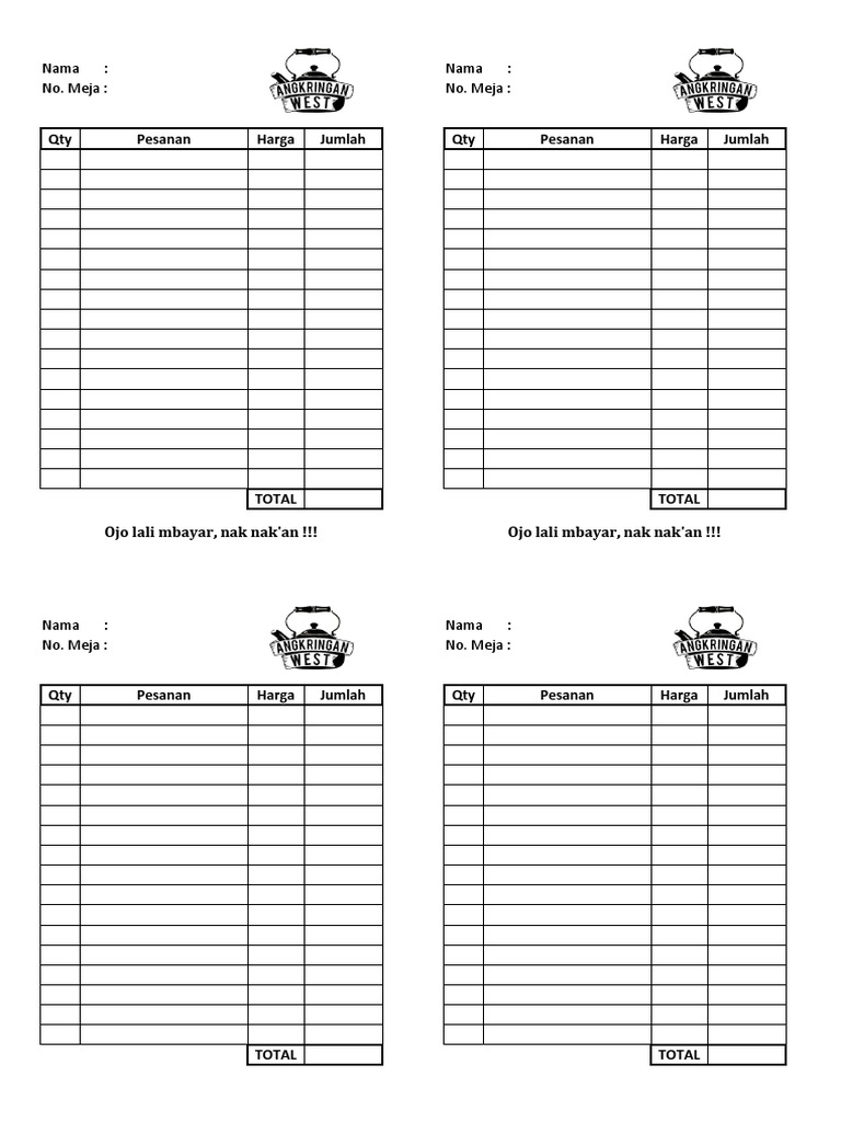 Nota Angkringan | PDF