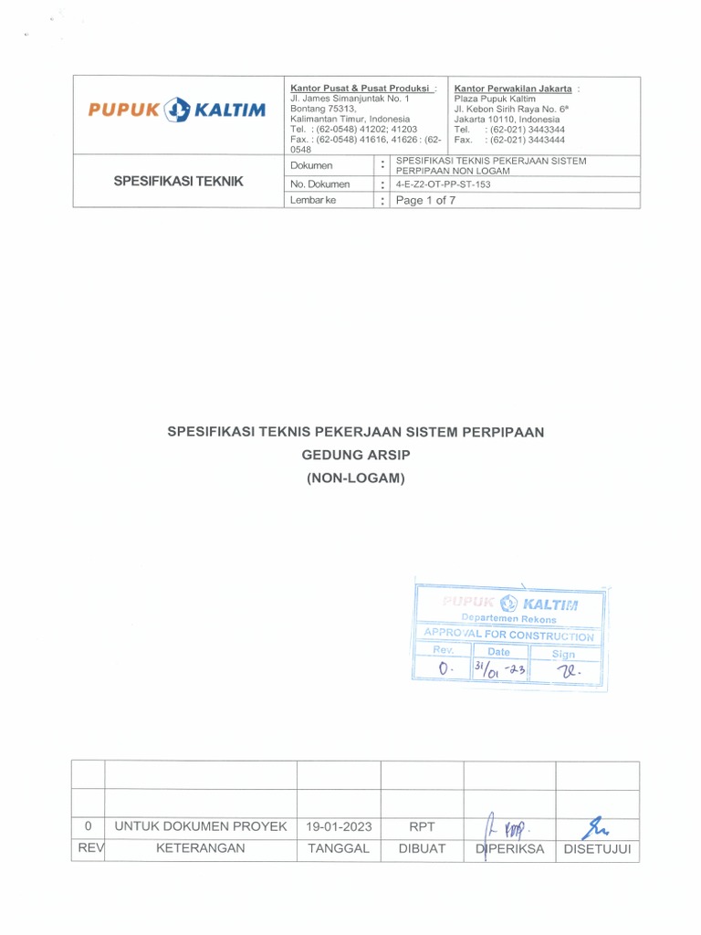 AFC Spec Teknis Mechanical Gedung Arsip | PDF