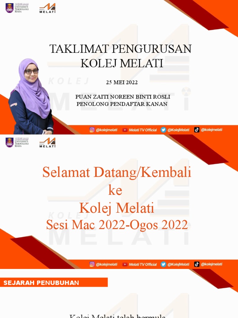 Slide Taklimat Pengurusan Kolej Melati | PDF